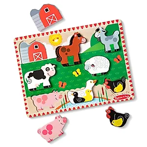 Melissa & Doug Farm Wooden Chunky Puzzle (8 pcs) - FSC Certified