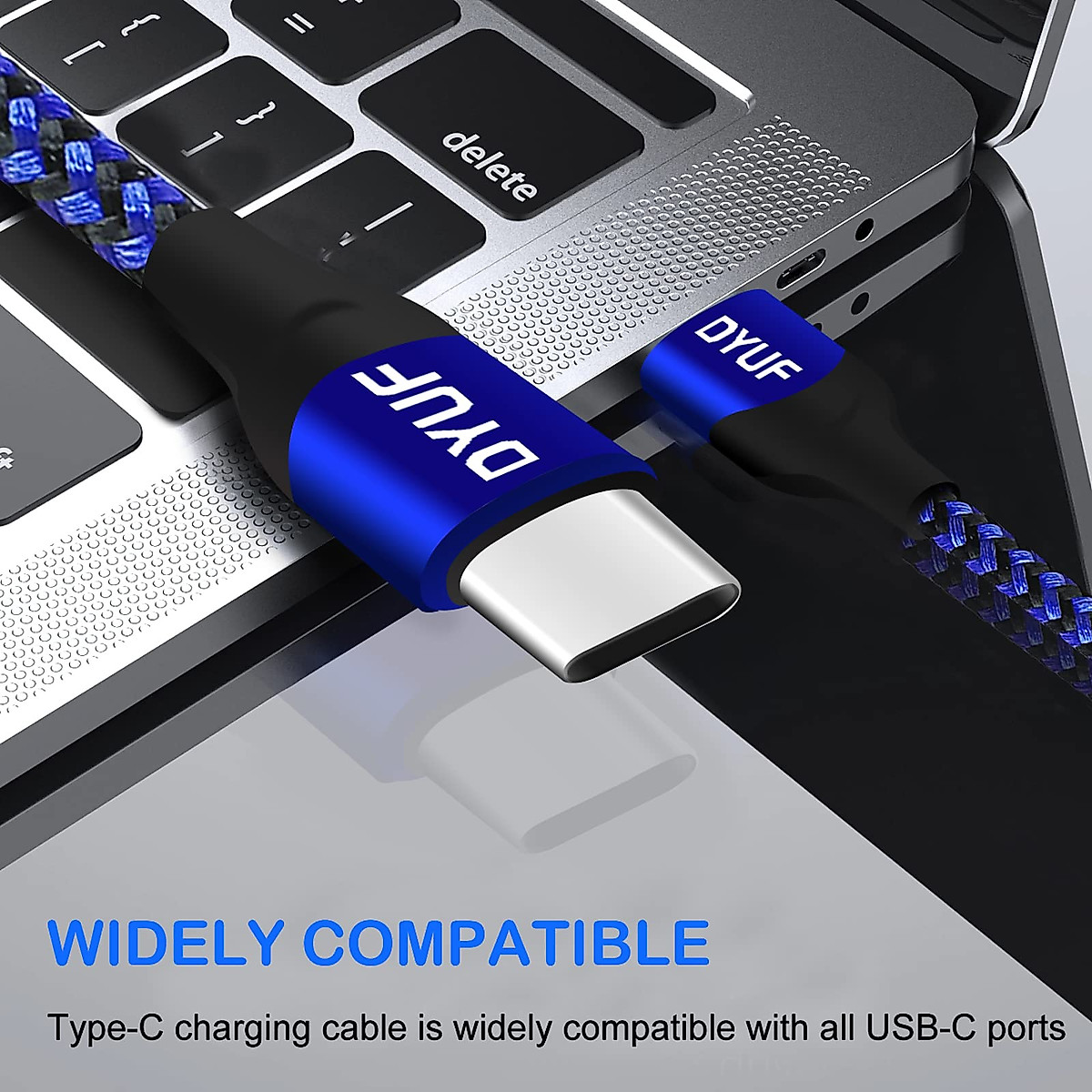 DYUF USB C to USB C Cable, 60W [3PCS 3.2ft 4.9ft 6.5ft] 3A Blue Braided High-Speed USB C Charging Cable, Compatible with Samsung Galaxy S22/S21/S20 Ultra, Note 20/10, etc