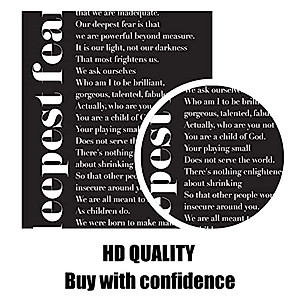 Our Deepest Fear Wall Art For Office Artwork Wall Decor Modern Poster Quote Pictures Canvas Framed Poems Print Inspirational Art Painting Black Decoration Framed (16x24inch)