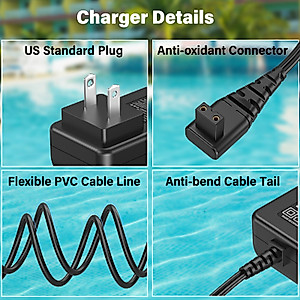 HIENADTOR 12.6V Charger for Aiper Seagull 600 SE 800 800B 1000 1500 P1111 HJ1103J AI-P1111-AMUS-A for AIPURY 1000 Power Cord Adapter for Aiper Smart Cordless Robotic Pool Cleaner Charging Plug Cable