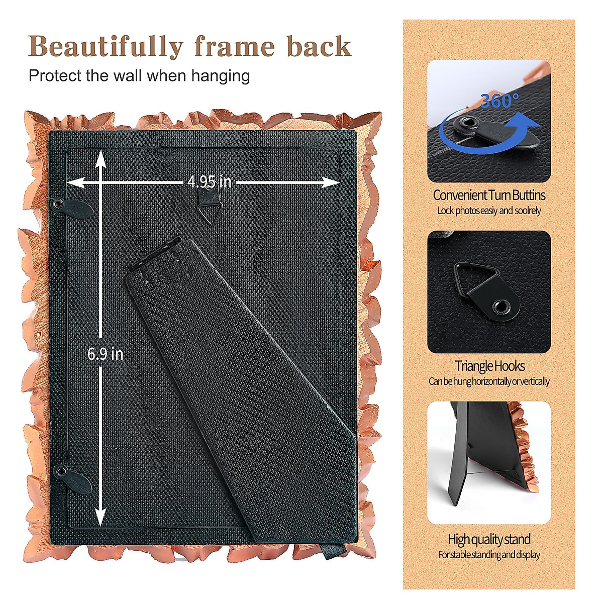 MOMLKFDAY Gold 5x7 Picture Frames Vintage Photo Frame Rose Gold Flower Leaf with Glass Front Antique Picture Frame for Tabletop Wall Hanging (Rose Gold-5x7)