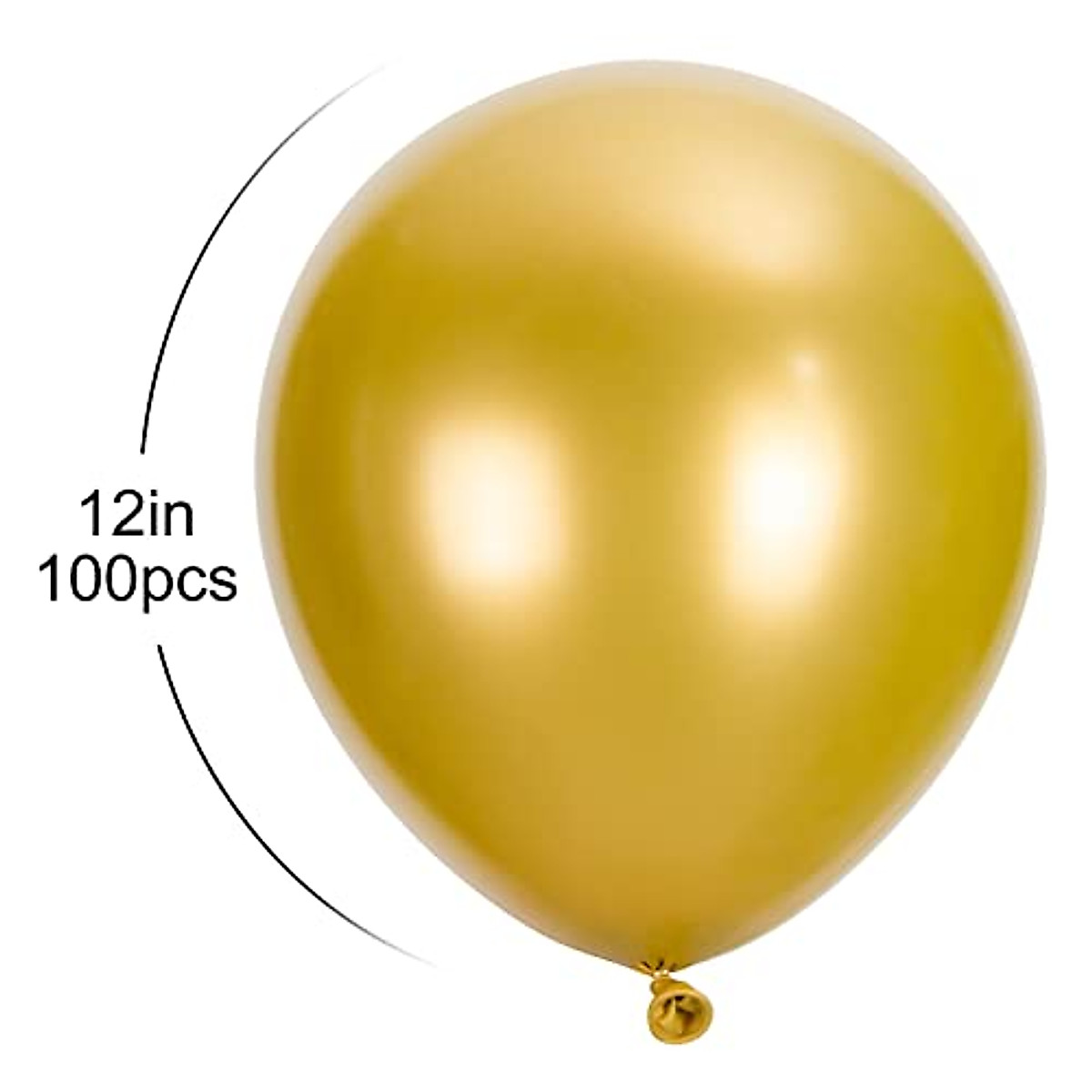 100pcs Metallic Gold Balloons, 12 inch Chrome Gold Latex Party Balloons Helium Quality for Party Decoration Like Birthday Party, Baby Shower,Wedding, Halloween or Christmas Party (with Gold Ribbon)