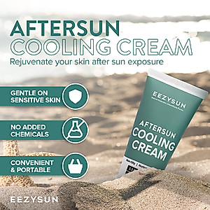 EEZYSUN AfterSun Cooling Cream | Vegan AfterSun Care with Aloe Vera, Tea Tree Oil, & Chamomile to Soothe, Hydrate, & Repair Sunburn | Dermatologically Tested 3.3 FL OZ