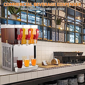 Commercial Beverage Dispenser, Towallmark 3 Tanks 7.93 Gallon 30L Commercial Juice Dispenser, 10 Liter Per Tank, 320W Stainless Steel Food Grade Ice Tea Drink Dispenser with Thermostat Controller