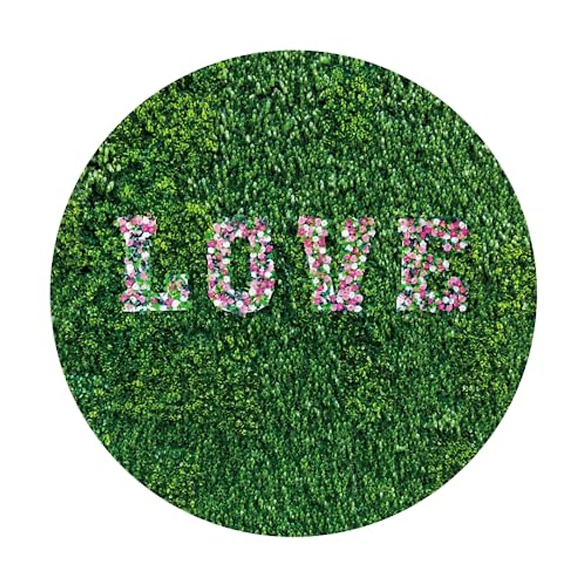 AWERT Polyester Diameter 5ft Round Green Leaf Wall Backdrop with Love Font Wedding Ceremony Bridal Shower Valentine's Day Mother's Day Photography Background Baby Shower Decoration Supplies
