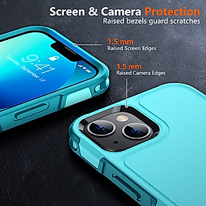 SPIDERCASE Designed for iPhone 13 Case/iPhone 14 Case, [10 FT Military Grade Drop Protection] [with 2 pcs Tempered Glass Screen Protector] Cover for iPhone 13 &14 6.1 inch-Light Blue