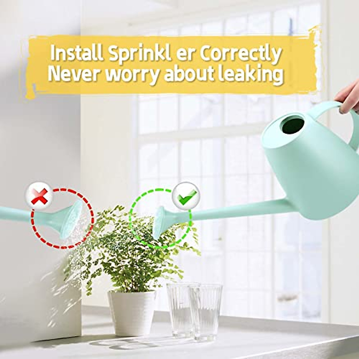 Watering Can for Indoor Plants, Small Watering Cans for House Plant Garden Flower, Long Spout Water Can for Outdoor Watering Plants 1.8L 60oz 1/2 Gallon