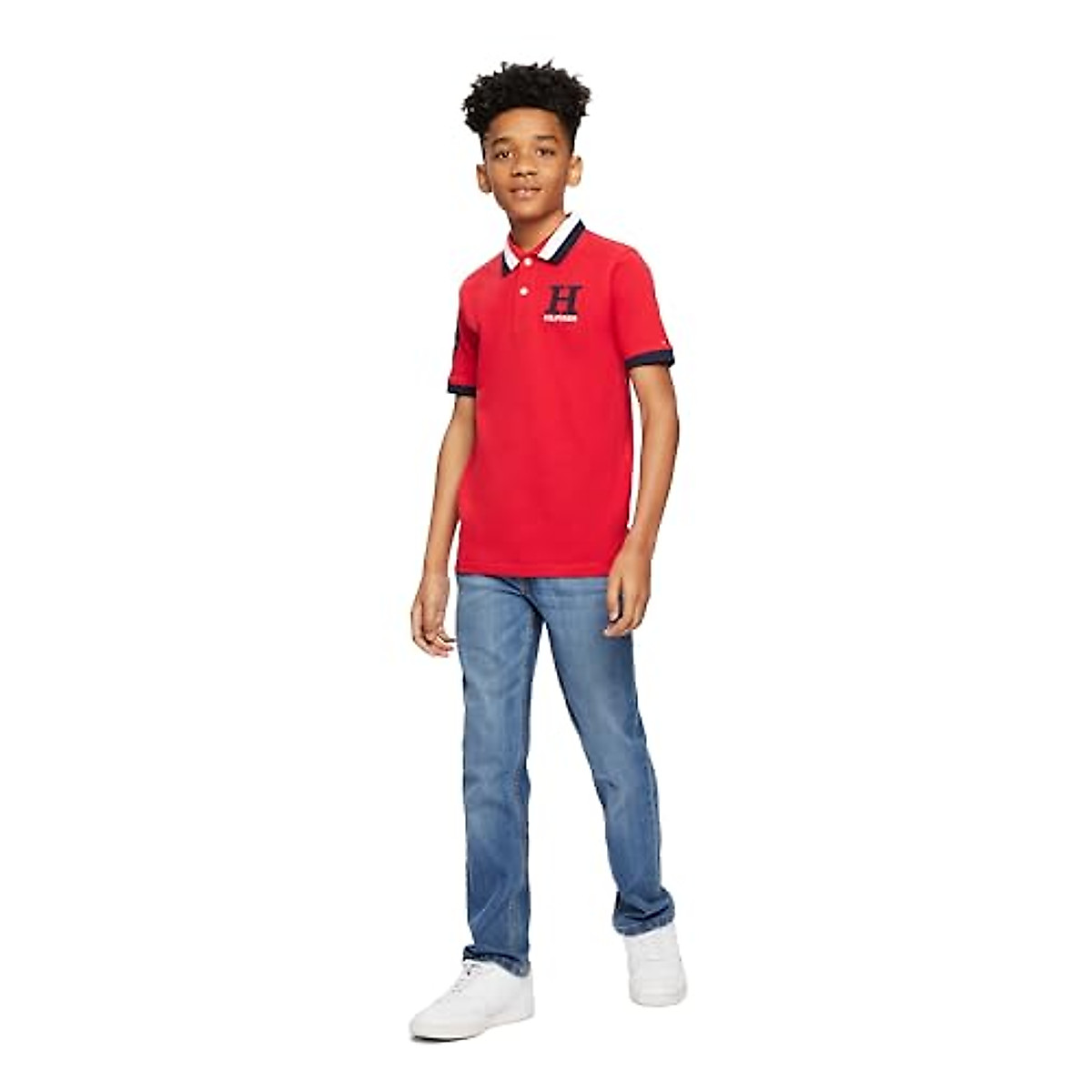 Tommy Hilfiger Kids Boy's Short Sleeve Matt Polo (Big Kids) Regal Red MD (10-12 Big Kids)