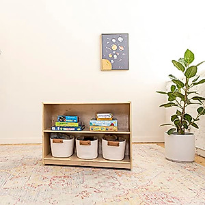ECR4Kids - ELR-0450 Birch 2 Shelf Storage Cabinet with Back, Wood Book Shelf Organizer/Toy Storage for Kids, Natural