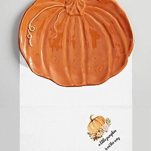 A Little Pumpkin is On The Way Napkins, He or She Pumpkin Napkins, A Little Pumpkin is On The Way Baby Shower, Boy Girl Little Pumpkin Baby Shower Gender Reveal Party Decorations (5 x 5 In, 50-Pack)