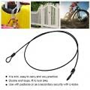 Bike Lock Cable, 100cm Stainless Steel Lock Wire, Security Loop Cable Professional Scooter Lock for U Lock, Padlock, Disc Lock (2mm Thick)(Black)