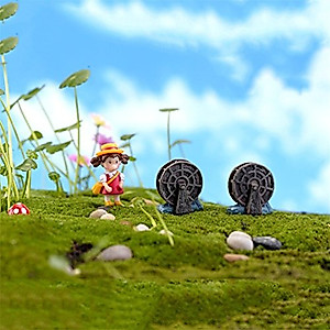 Floralby Fairy Garden Ornament, 2 Pcs Miniature Waterwheels Micro Landscape Bonsai Fish Tank DIY Decor