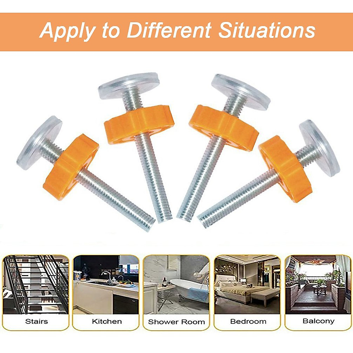 Bestgle 4 Pcs M10 Pressure Mounted Baby Gates Threaded Spindle Rods, 10MM Walk Thru Gates Accessory Screw Bolts Kit, Fit for Pressure Walk Through Baby Safty Gates