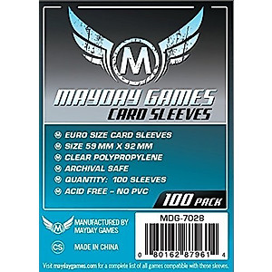 Mayday Games 7028 Clear Sleeves 59x92mm Euro Game Size (4x100, 400 sleeves)