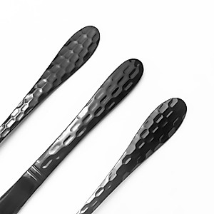 QISTEN 16-Piece Black Silverware Set, Stainless Steel Mirror Cutlery Set, Utensils Set with 4 Knives, 4 Forks, 4 Spoons, 4 Dessert Spoons, Dishwasher Safe