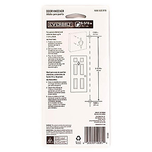 Everbilt 6-5/16 Inches Bright Brass Door Knocker - Steel Construction with a Decorative Finish - Heavy Duty Front Door Hardware with Screws