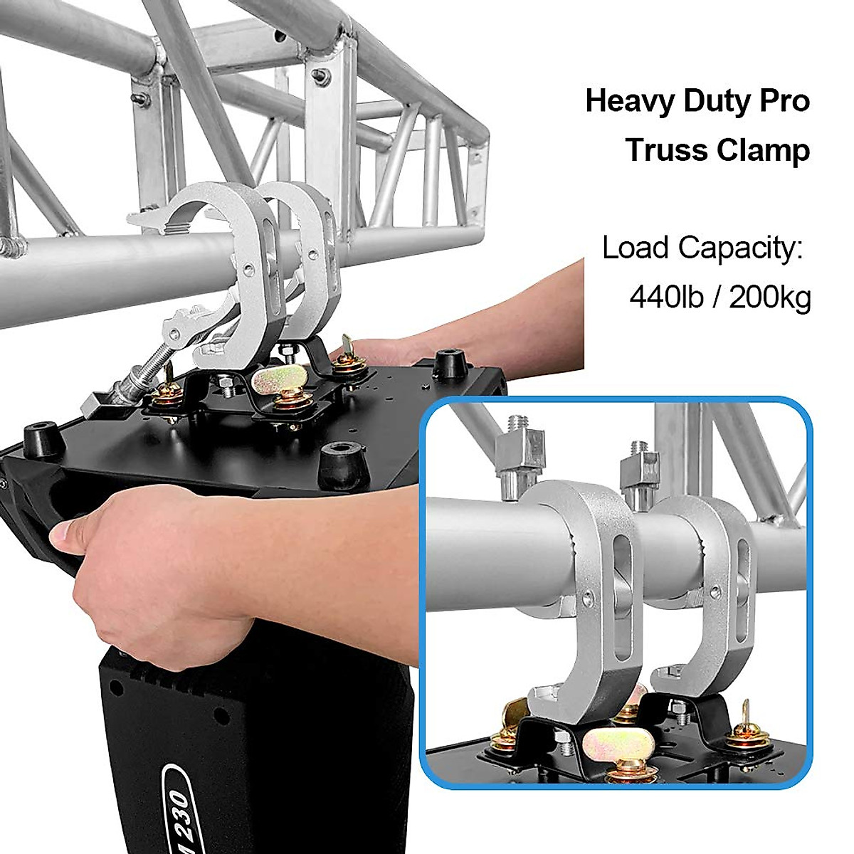 2 Inch Truss Clamp Stage Light Trigger Clamp, Eyeshot Heavy Duty 440lb Premium Stage Lighting Clamp, Perfect Fit OD 48-52mm of Pipe, Quick Release Truss Clamp for Moving Head Par Led Lighting Fixture
