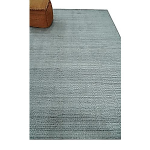 Artisan's Arc Hand Made Solid Scandinavian Blended Wool Flatwoven Area Rug, Silver, Gray and Brown, 8x10 | KE12810