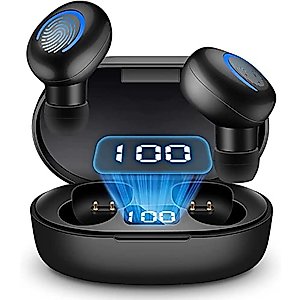 EQQO Wireless Earbuds,Bluetooth 5.1 Headset, IPX5 Waterproof in Ear Touch Earplug, Headset Lasting for 8 Hours, with Built-in Microphone Phone/Android/iOS, Black