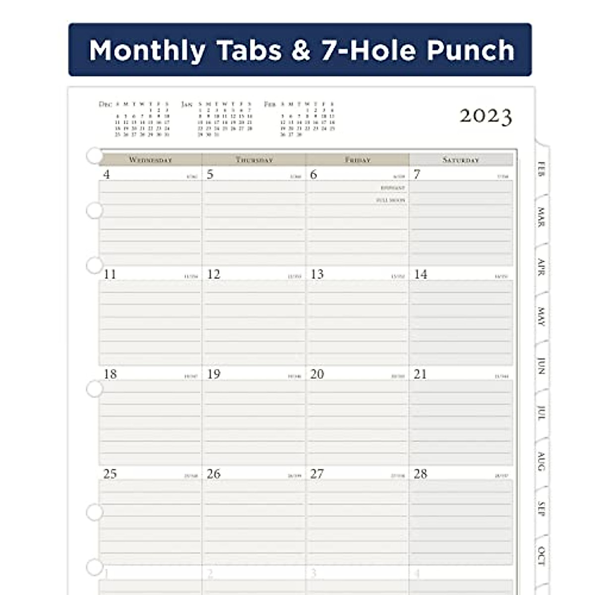 AT-A-GLANCE 2023 Monthly Planner Refill, 87329 Day-Timer, Size 5, Folio Size, Loose Leaf, Monthly Tabs (491-685)