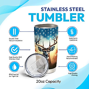 Hyturtle Personalized Hunting Gifts For Men - Deer Hunting Tumbler 20 Oz Travel Coffee Mug Stainless Steel - Fathers Day Hunting Gift For Dad, Him, Boy, Husband, Hunters On Birthday, Christmas