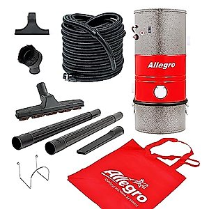 Allegro MU3100 Wall Mounted Garage/Car Vacuum 30 Ft. Hose Cleaning Tools