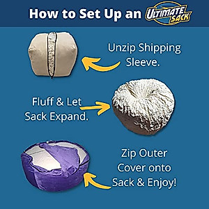 ULTIMATE SACK 6000 Bean Bag Chair w/Footstool: Giant Foam-Filled Furniture - Machine Washable Covers, Double Stitched Seams, Durable Inner Liner, and Virgin Foam Footstool Incl.(Electric Blue, Suede)