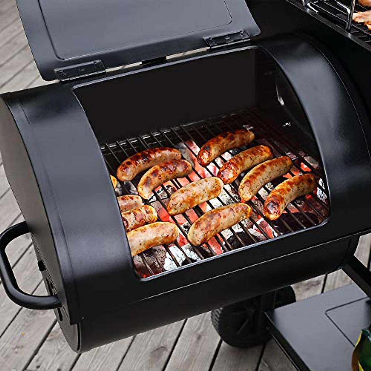 Royal Gourmet CC2036F Charcoal Grill with Offset Smoker Burch BBQ Barrel Grill and Smoker Combo, 1200 Square Inches for Large Event Gathering Patio and Backyard Cooking, Black