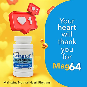 Rising Pharma - Mag64 Magnesium Chloride with Calcium Tablets - 60 Counts