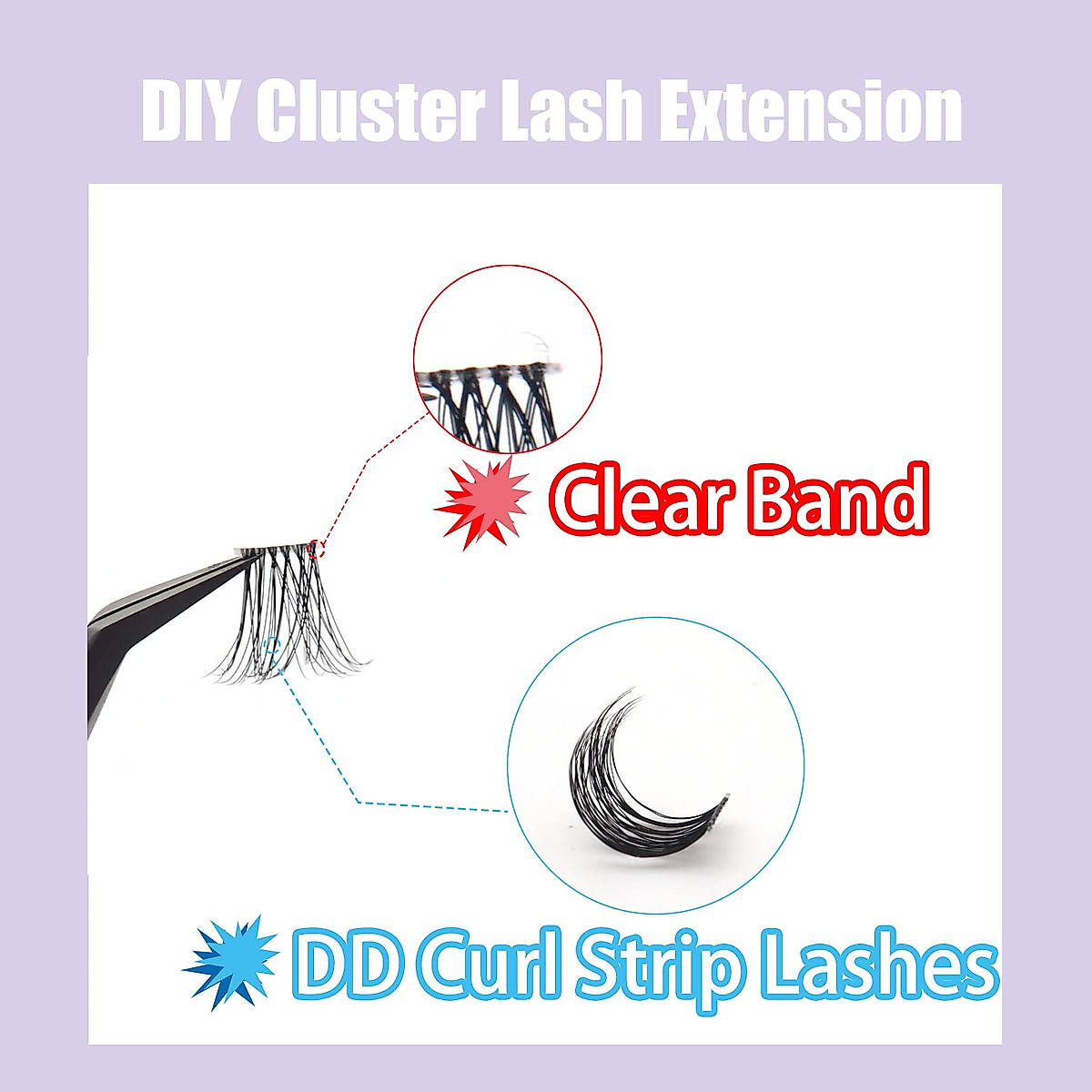 Veleasha DIY Eyelash Extension Individual Lashes with Clear Band D Curl Lash Extension Strip 39 Clusters Reusable Wispy False Eyelashes for Personal DIY at Home / FD02 12-16MM