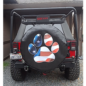 Tire Cover Central Pet Paws Flag Spare tire Cover (Select tire Size/Back up Camera Option in menu)