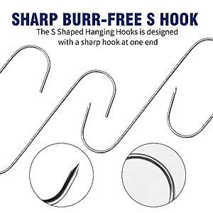Hoypeyfiy 30PCS S-Type Grill Meat Hook Butcher Hooks Stainless Steel Meat Hooks for Hanging Jerky Deer Chicken Ribs Fish Beef