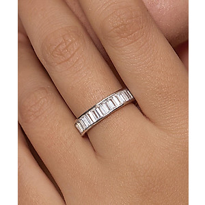 Michooyel Emerald Cut Eternity Ring for Women Channel Setting Wedding Ring Diamond Bands Rings Sterling Silver Cubic Zirconia Statement Rings for Women