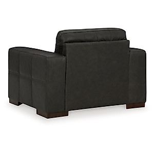 Signature Design by Ashley Luigi Modern Tufted Leather Match Upholstered Oversized Chair, Black