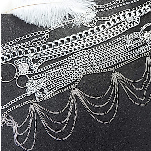 ORAZIO Silver Tone Chain Belts for Women Waist Chains Summer Beach Hip Belly Body Chains Jewelry