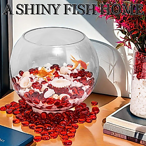 Meschett 50PCS Mini Glass Gems,Red Mancala Stones Flat Bottom Marble Beads for Home Decorative Art Craft Vase Filler(0.5"~0.7")