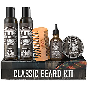 Ultimate Beard Care Conditioner Kit - Beard Grooming Kit for Men Softens, Smoothes and Soothes Beard Itch- Contains Beard Wash & Conditioner, Beard Oil, Beard Balm and Beard Comb- Classic Set