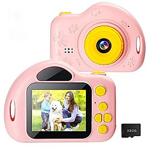 Taoist Kids Camera with 1080P 2 Inch IPS Screen ,HD Digital Video Cameras Toys for Toddler, Camera Camcorder for Children,Best Gifts for 3 4 5 6 7 8 9 10 Years Old Girls Boys with 32GB SD Card(Pink)