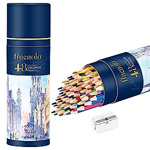 finenolo 48 Pack Colored Pencils for Adult Coloring Books, Soft Core, Art Drawing Pencils for Artists Kids Beginners, Coloring Pencils Set with Sharpener for Coloring, Sketching, Painting