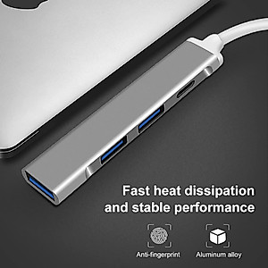 GIFZES USB Hub 3.0, USB C Adapter and 3-in-1 Docking Station, Expansion Dock Hot Swap USB3.0 USB2.0 Type-C Mini Cable Hub for Projector Grey USB