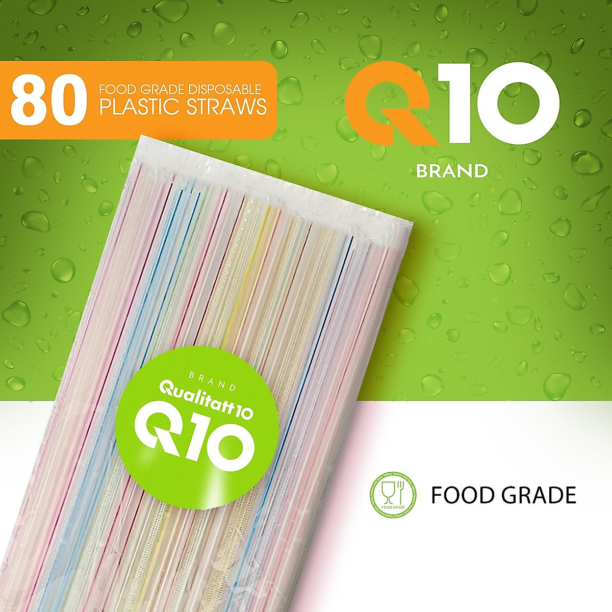 QUALITATT 10 Brand Box, Sabores Sparkling Water Variation Collection, Lime,Tangerine, Blueberry, Box 24 Count 8 Each + 80 Disposable Food Grade Plastic Straws by QUALITATT 10 Brand