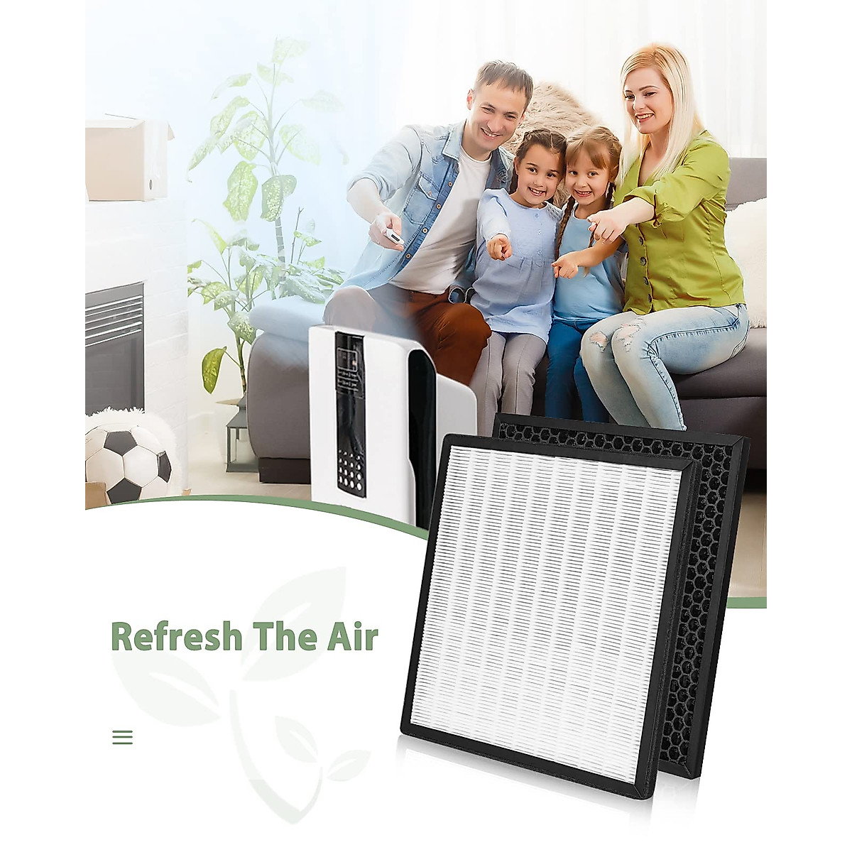 Future Way 2 Set HSP001 Filter Replacement Compatible with HSP001 Smart True HEPA Air Purifier, H13 True HEPA and Activated Carbon Filter