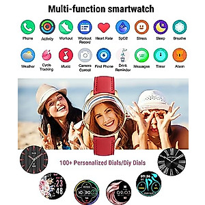 Holiday Smart Watch for Women (Answer/Make Calls), 1.3” HD Full Touch Screen Heart Rate/Sleep Monitor/Pedometer, 100 Sports 3ATM Waterproof Fitness Watch for Android iOS Phone