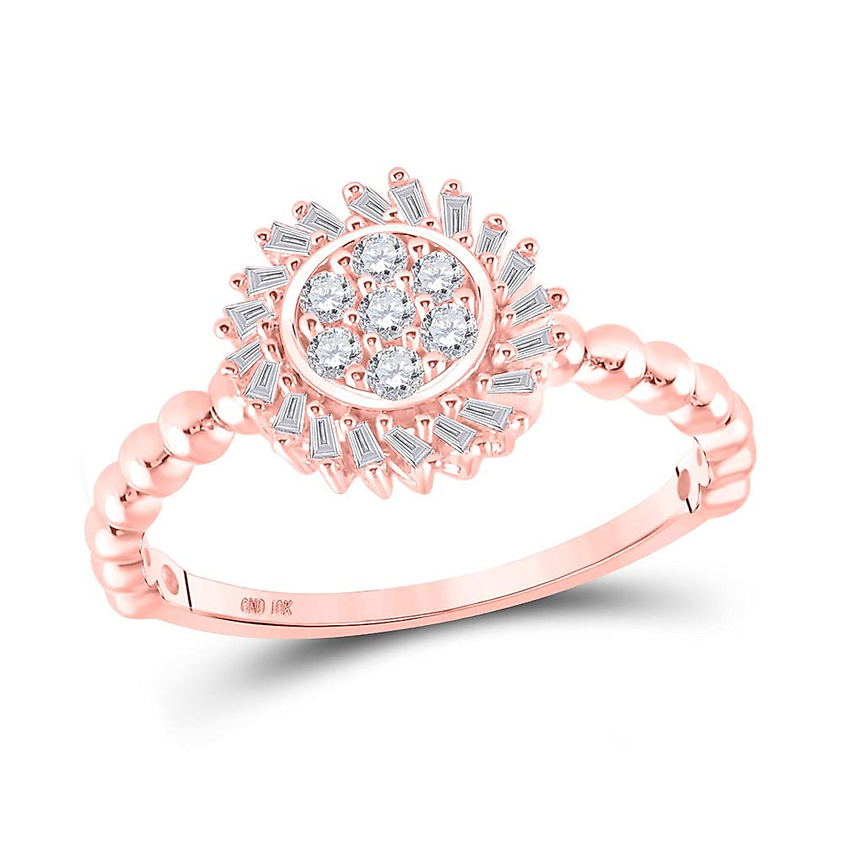 The Diamond Deal 10kt Rose Gold Womens Round Diamond Cluster Ring 1/3 Cttw