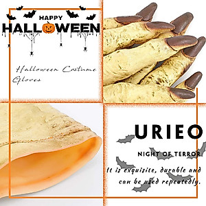 Urieo Halloween Costume Gloves Nude Horror Zombie Hands Tricks Cosplay Party Props Monster Glove for Adults