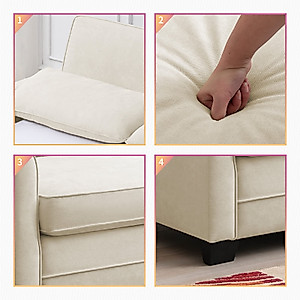 FRETSAE 2-in-1 Pull Out Sofa Bed, Convertible Velvet Sleeper Sofa Couch with Memory Foam Mattress, Large Sofa Pull Out Couch Bed for Living Room, Small Spaces, Queen Size, Beige