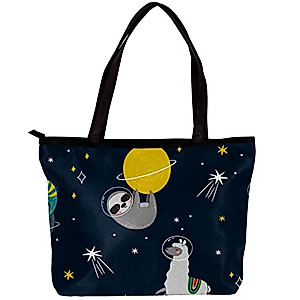 Purses for Women, Tote Bag, Handbags for Women, The Tote Bag, Universe starry sky planet alpaca animals pattern