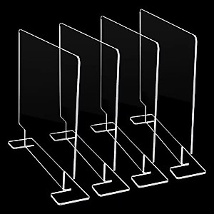 Arcux7 Shelf Dividers for Closet Organization 12 Inch Acrylic Shelf Dividers with Traceless Tape, Vertical Closet Separators for Clothes Clear Closet Dividers for Wood Shelves Cabinets (4Pack)