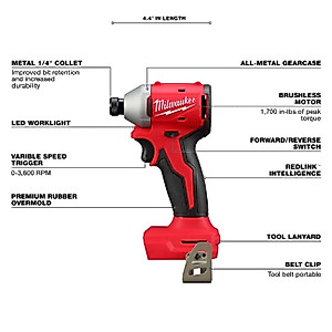 Milwaukee 3692-22CT M18 Compact Brushless 2-Tool Combo Kit: Drill Driver/Impact Driver (New Gen Kit)