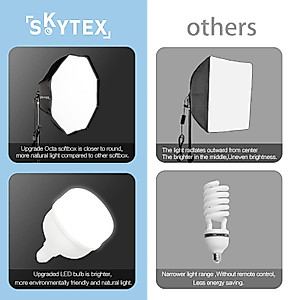 Octa Softbox Lighting Kit, Skytex Upgrade Continuous Photography Lighting Kit with sandbags, 28In Diameter Octa Soft Box | 135W 5500K LED Bulb, Studio Lights for Photo Shooting, Video Recording